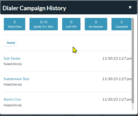Dialer Campaign History Explained