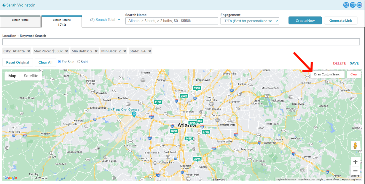 Use the Map to Draw a Saved Search