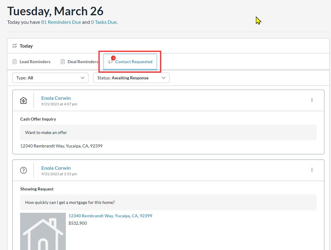 Agent Launchpad- Contact Requested