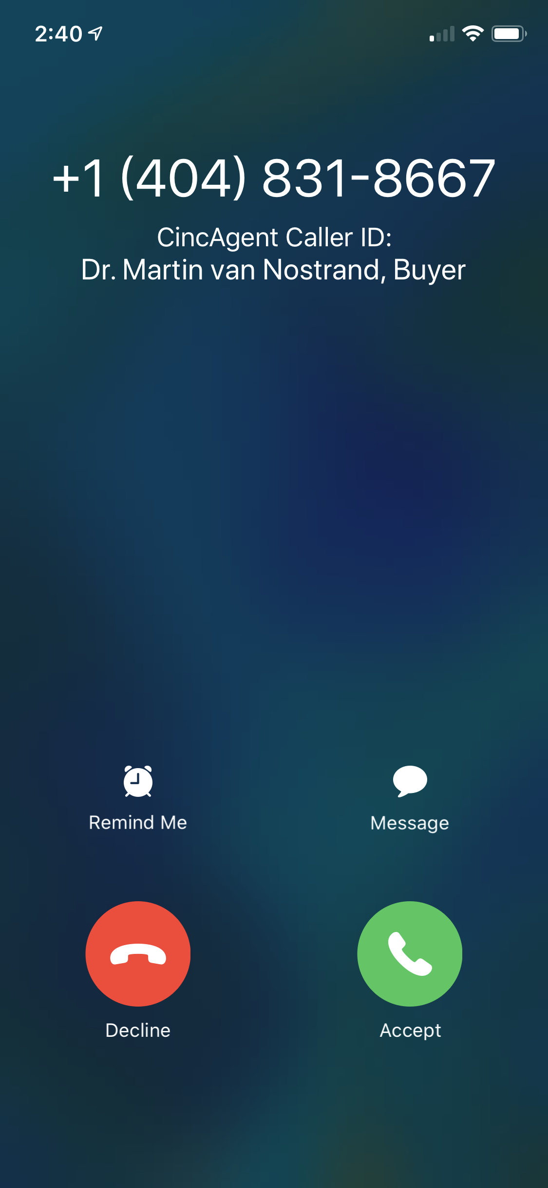 CINC Agent App Caller ID on iPhone