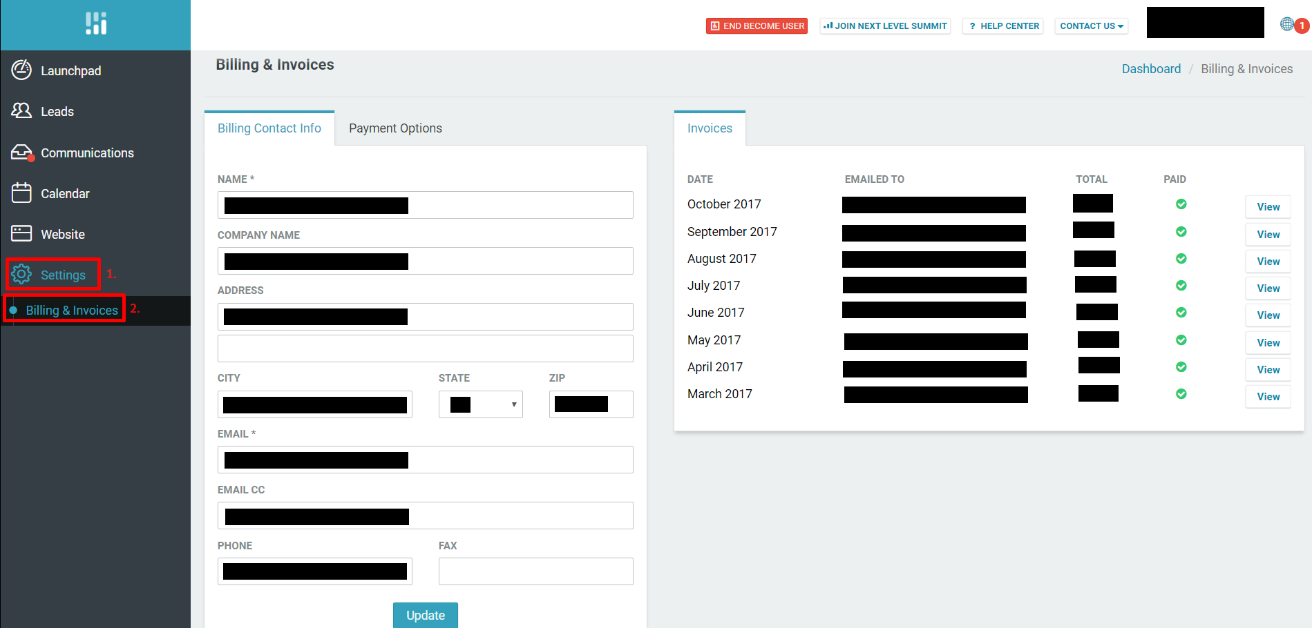 Billing and Invoices