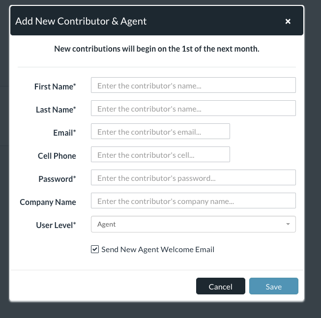 Add a new financial contributor
