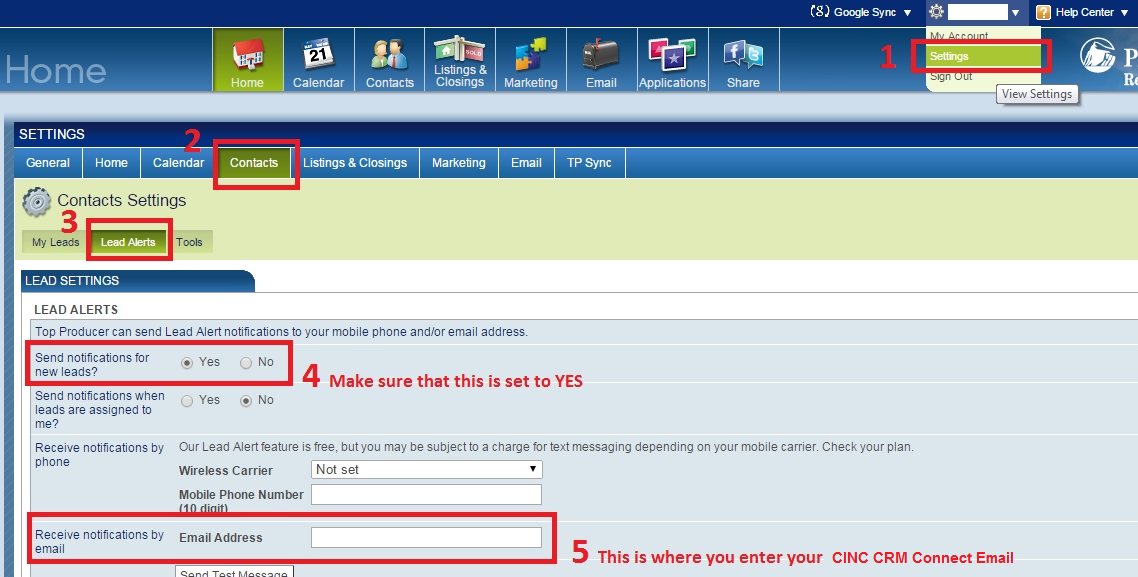 Top Producer CRM Connect SetUp