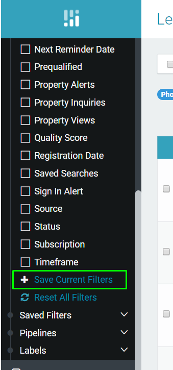 Creating a Saved Filter