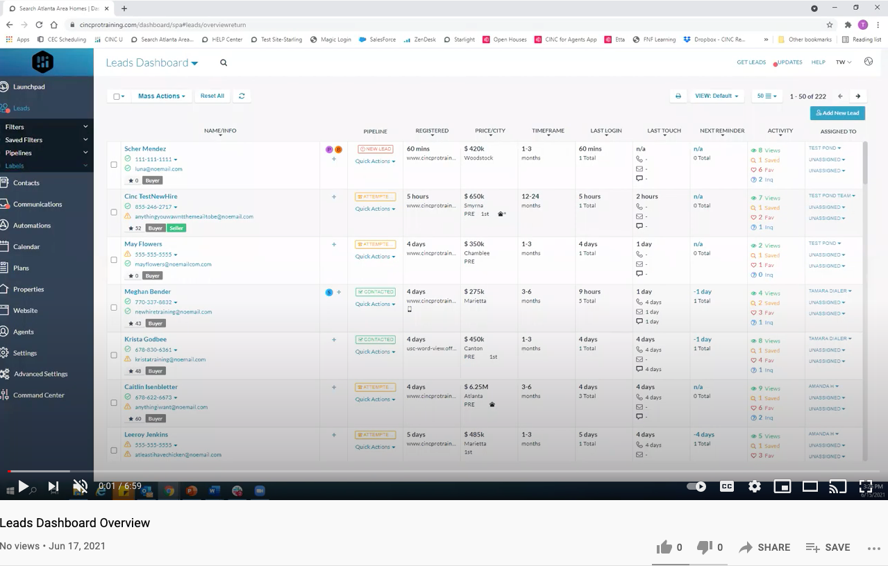 Leads Dashboard Overview
