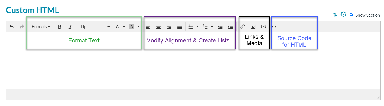Adding Custom HTML Sections