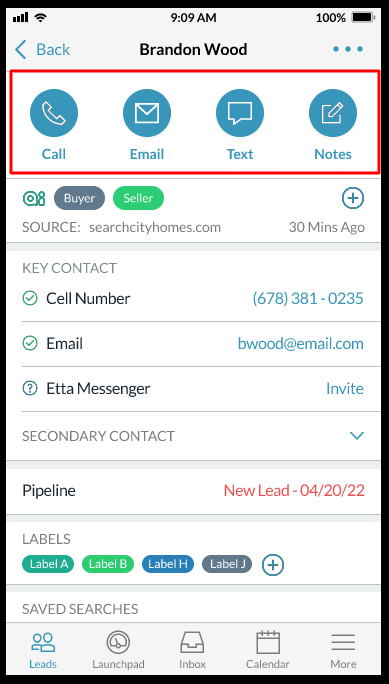 CINC Agent App - How to Place a Call