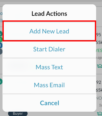 Add a Lead Manually
