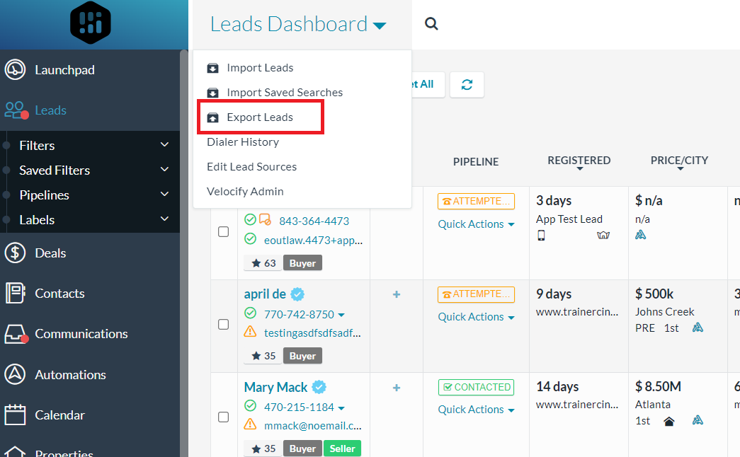 Export Leads